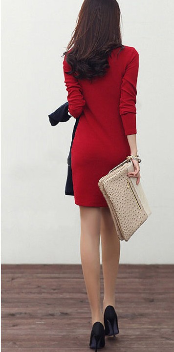 Trendy Women Ol Dress Red Skirt on Luulla